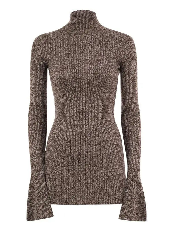 Sportmax Spxbouquet Mélange Virgin Wool Ribbed Turtleneck Jumper - Multicolor