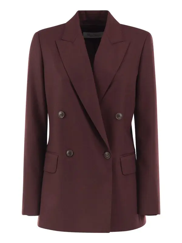 Max Mara Mxmscenico Double-breasted Stretch Virgin Wool Blazer - Multicolor