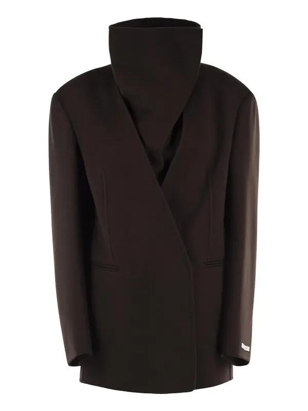 Sportmax Spsmanna Double-faced Virgin Wool Double-breasted Jacket - Brown