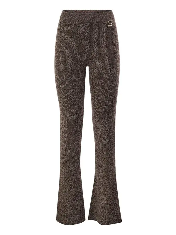 Sportmax Spxvelo Virgin Wool Knitted Flare Trousers - Multicolor