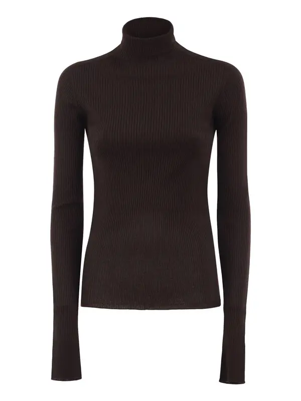 Sportmax Spxcentro Ribbed Virgin Wool Turtleneck Jumper - Multicolor