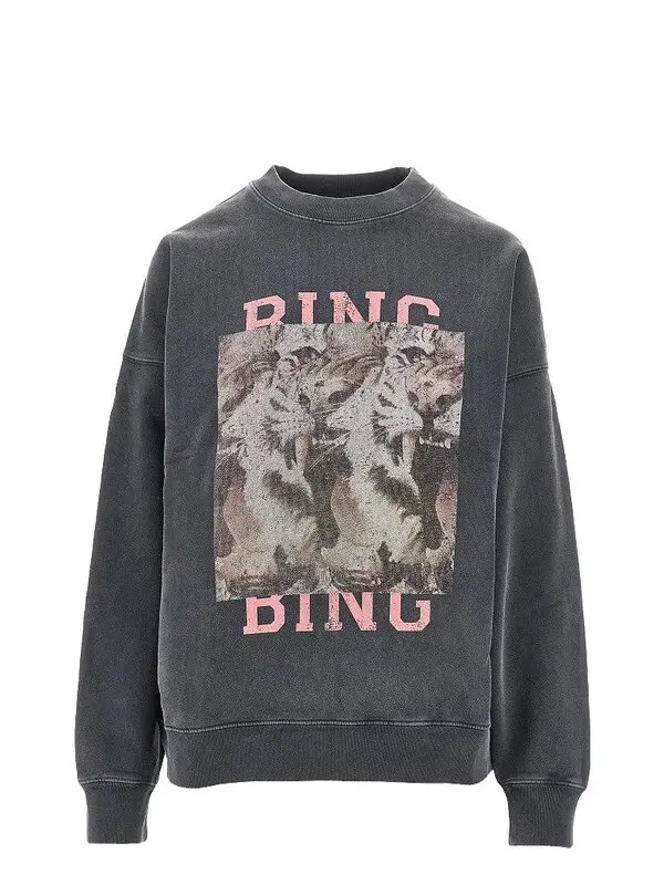 ANINE BING Tiger Bing Print 'miles' Sweatshirt - Black