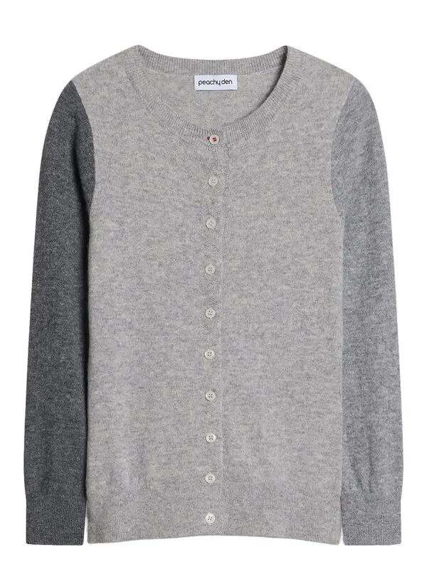 PEACHY DEN Colourblock Cardigan - Greyscale