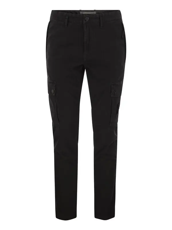 Stone Island Slim-fit Cargo Trousers - Black