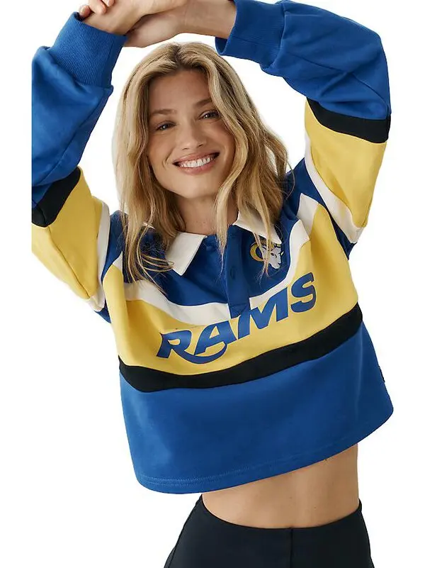 THE WILD COLLECTIVE Nfl 100% Cotton Cropped Rug Top - Blue