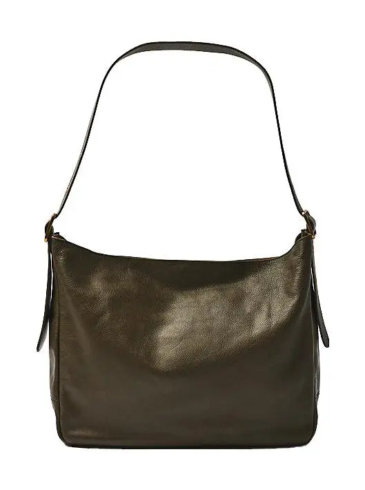 Anthropologie Hatton Leather Large Shoulder Bag - Olive