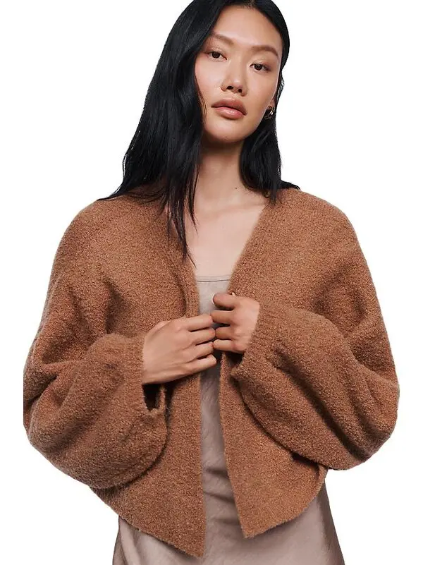 Anthropologie Wool Blend Bouclé Cardigan - Camel