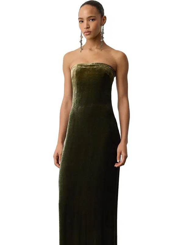 Ralph Lauren Farley Velvet Evening Dress - Fern