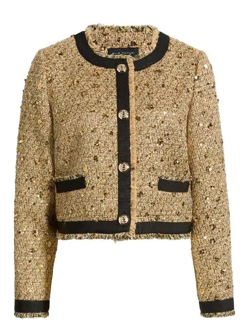 Elie Tahari Hadley Sequin Jacket - Gold Sequins