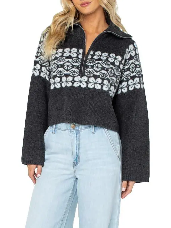 Roxy Cedar Grove Quarter Zip Sweater - Phantom