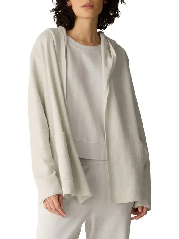 Eileen Fisher Hooded Wool Cardigan - Plaster