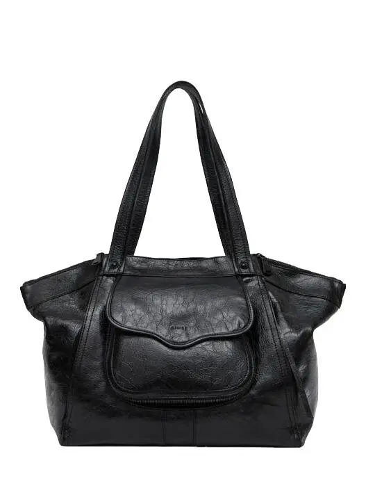 AIMEE Downtown Leather Tote - Black Crinkle
