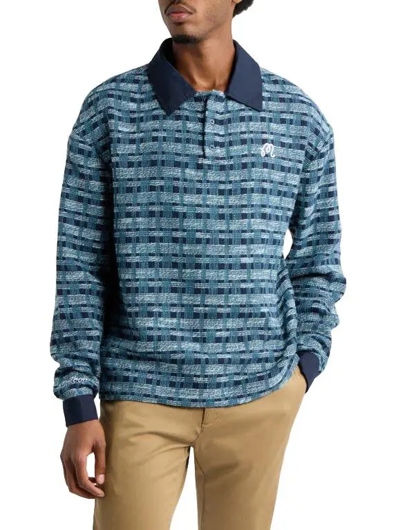 MALBON Wabi Long Sleeve Polo - Navy