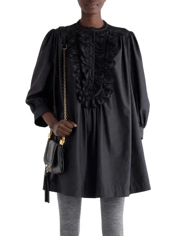 Chloé Long Sleeve Taffeta Dress - Black