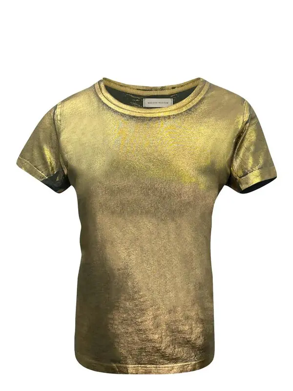 MADISON MAISON Metallic Coated Cotton T-shirt - Kaki/gold