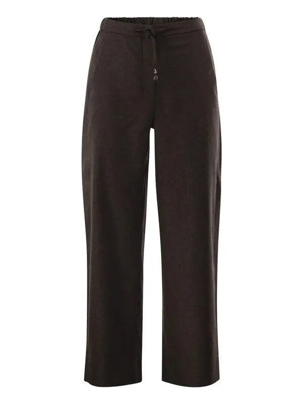 Max Mara Smmfloria Virgin Wool Stretch Trousers With Drawstring Waist - Brown