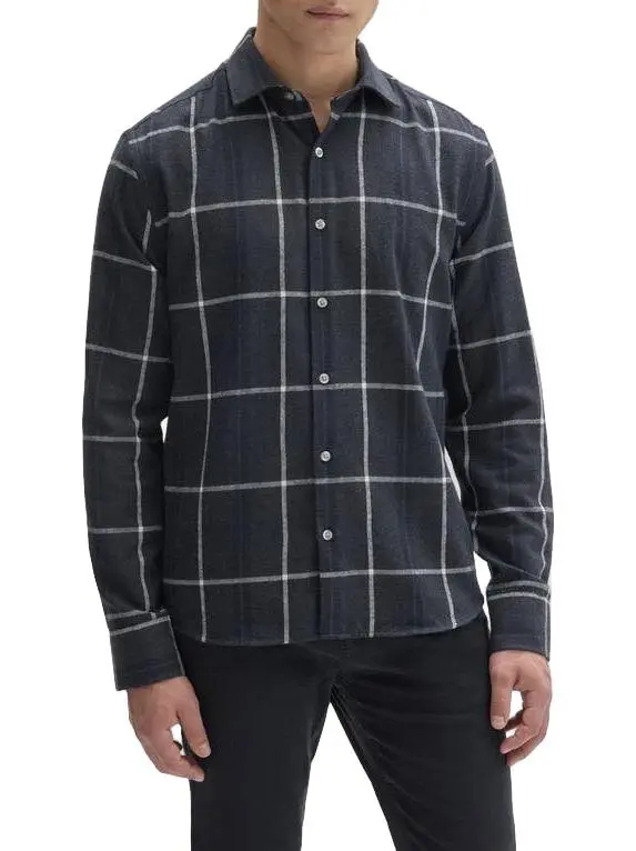 Robert Barakett Jakin Windowpane Button Front Shirt - Graphite