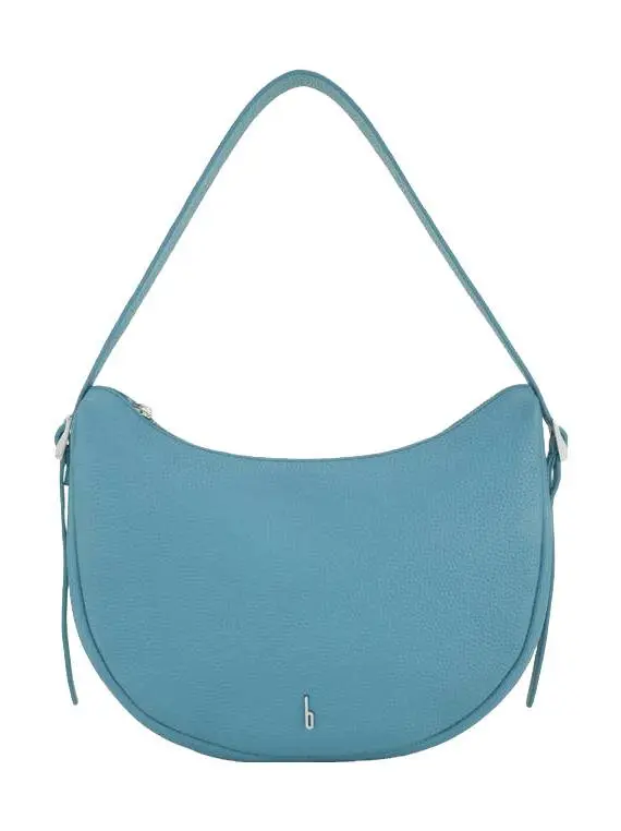 BEHNO Ina Crescent Pebble Leather Crossbody Bag - Sky Blue