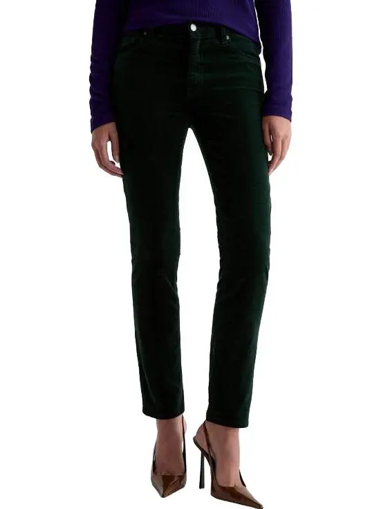 Ag Mari Mid Rise Slim Straight Leg Velvet Jeans - Pine