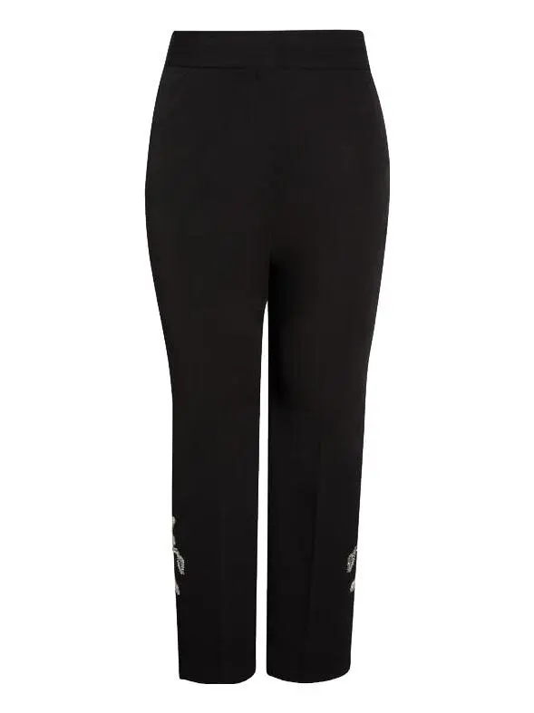 TAHARI ASL Crystal Embellished Straight Leg Pants - Black