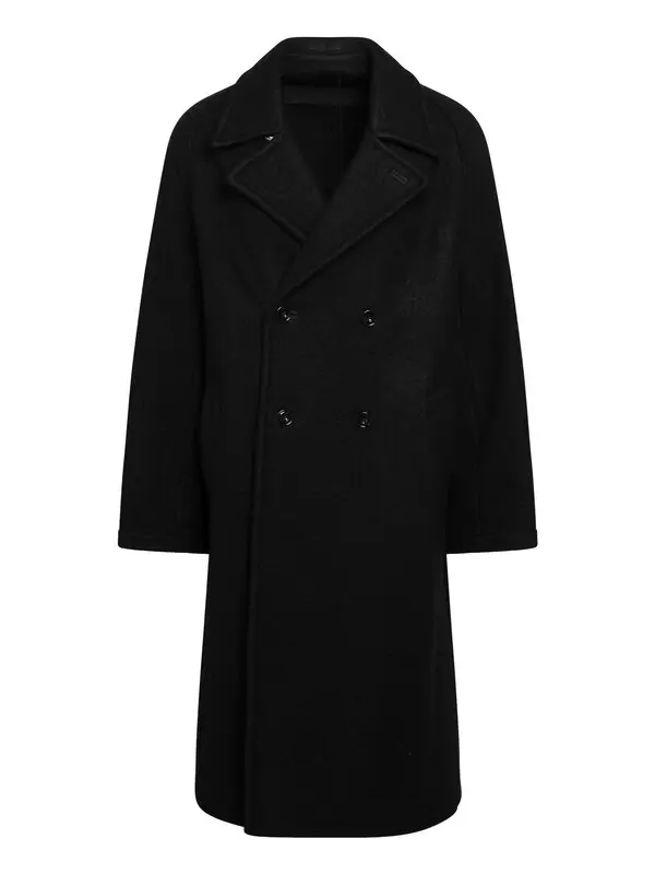 LEMAIRE Double-breasted Coat In Wool And Alpaca - Black