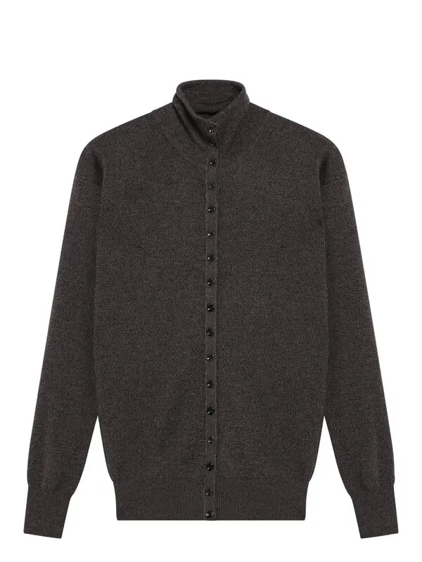 LEMAIRE Wool Ecorce-colored Button-up Top - Brown