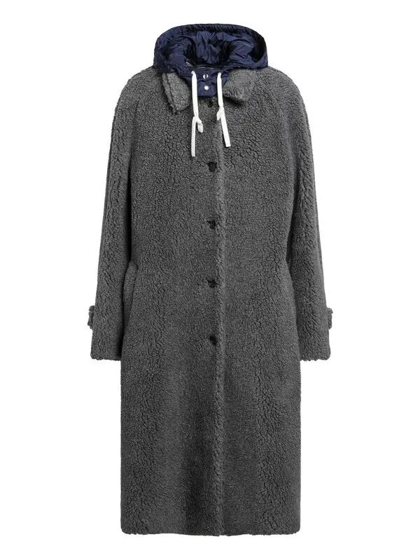 Miu Miu Slate Shearling-effect Coat - Gray