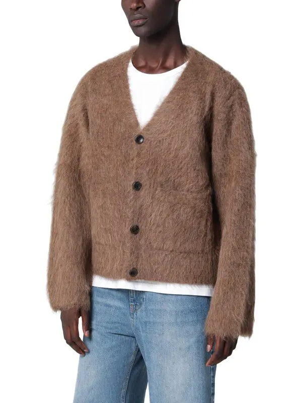 Séfr Taupe Cardigan In Alpaca Blend - Brown