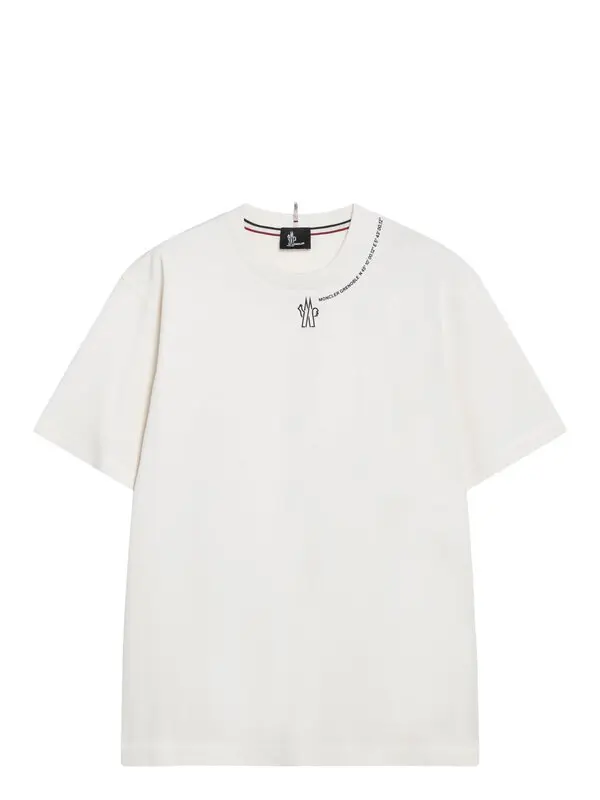 Moncler Ivory Cotton T-shirt With Logo And Coordinates - White