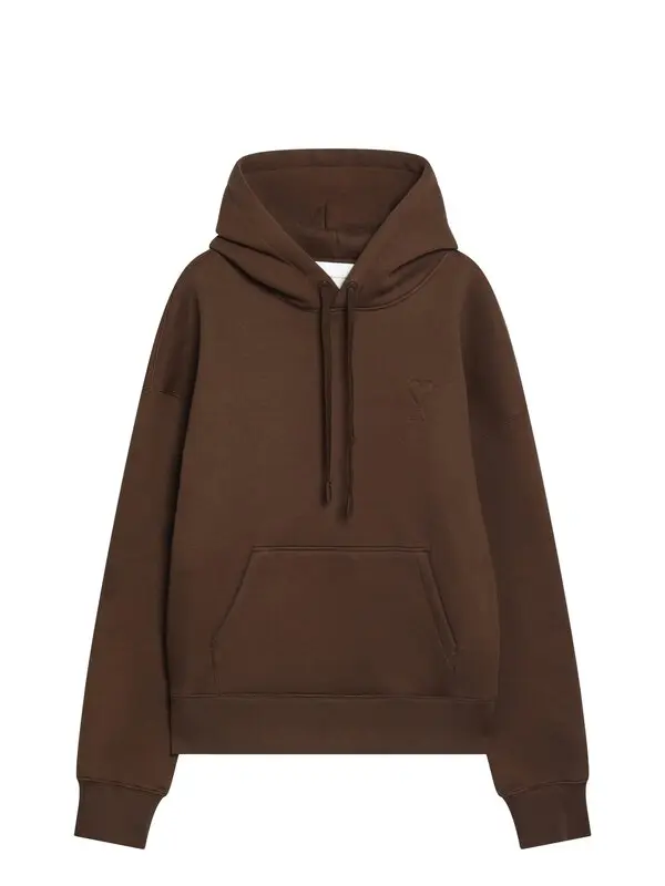 AMI Paris De Coeur Hooded Sweatshirt - Brown