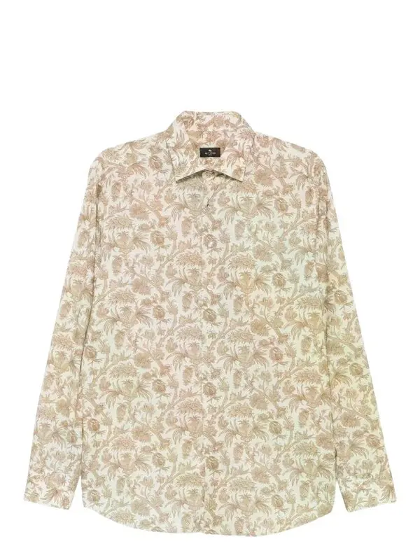Etro Floral-print Cotton Shirt - Neutrals