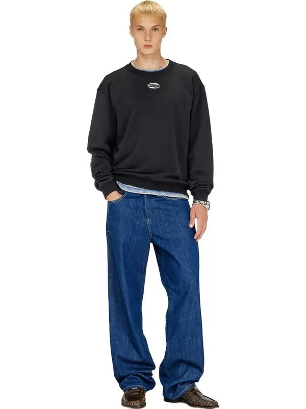 DIESEL® Regular Sweatshirt With Metallic Oval D - Black