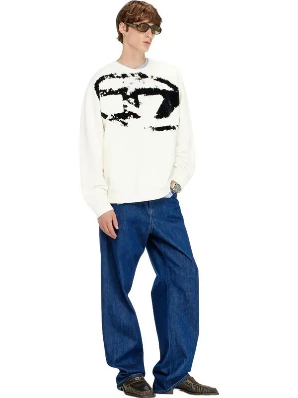 DIESEL® Cotton Sweatshirt With Flocked Oval D - Multicolor