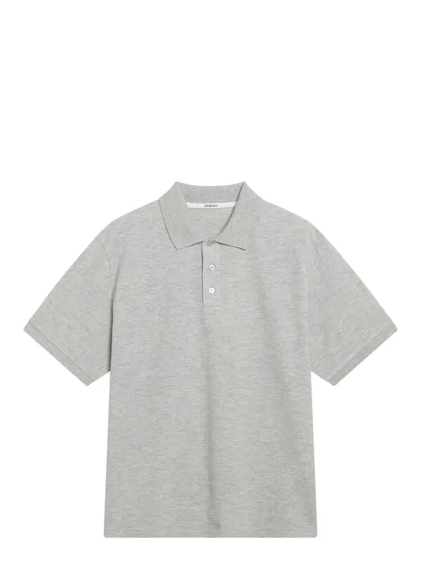 Saint Laurent Grey Cotton Pique Polo With Cassandre Logo - Gray