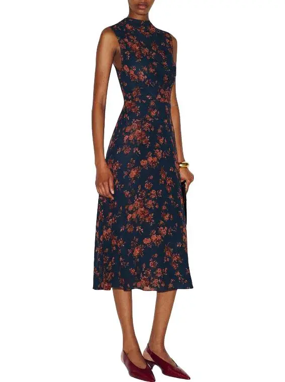 REFORMATION Marlette Floral Drape Bodice Dress - Celine