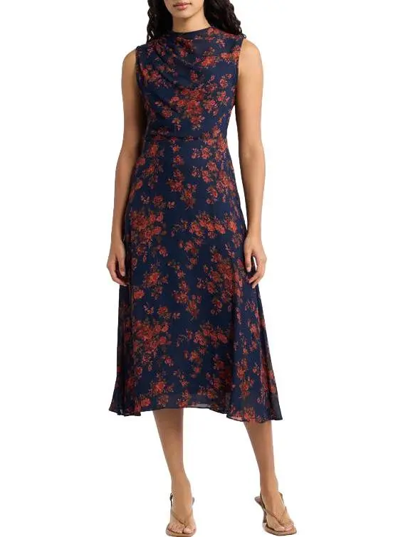 REFORMATION Marlette Floral Drape Bodice Dress - Celine