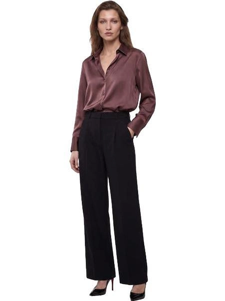 Koton High Rise Tailored Wide Leg Trousers With Pleat - Black