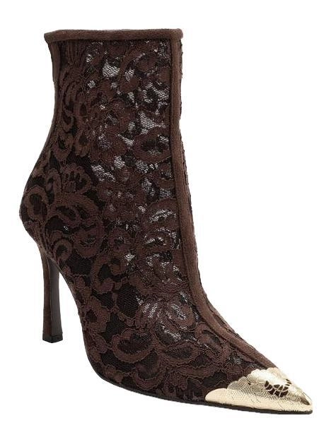 PROLOGUE SHOES Cliff Lace Stiletto Boot - Brown