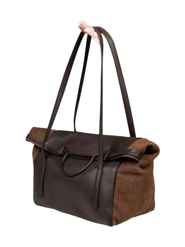 Borbonese Medium Shopping Logo-plaque Pebbled-effect Tote Bag - Brown