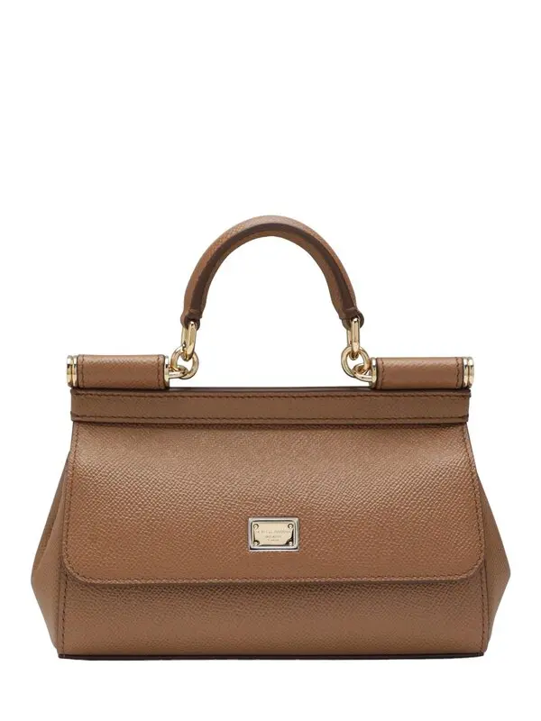 Dolce & Gabbana Small Sicily Handbag In Caramel - Cream