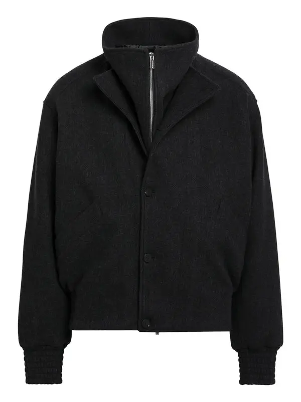 Jacquemus Dark Grey Bomber Jacket In Wool Blend - Gray