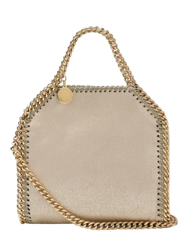 Stella McCartney Pyrite Micro Falabella Tote Bag With Metallic Finish - Cream Color