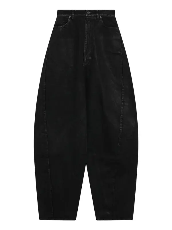 Balenciaga Cotton Denim Barrel Trousers - Black