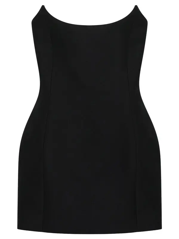 Balenciaga Mini Bustier Dress In Wool And Silk Blend - Black