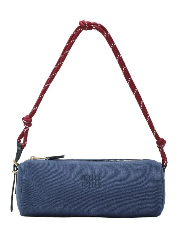 Miu Miu Cotton Gabardine Pouch In Indigo And Amaranth - Blue