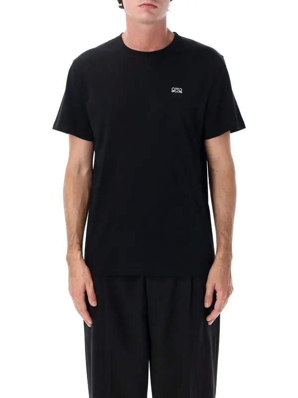 Loewe Two-tone Anagram Embroidered Cotton T-shirt - Nero