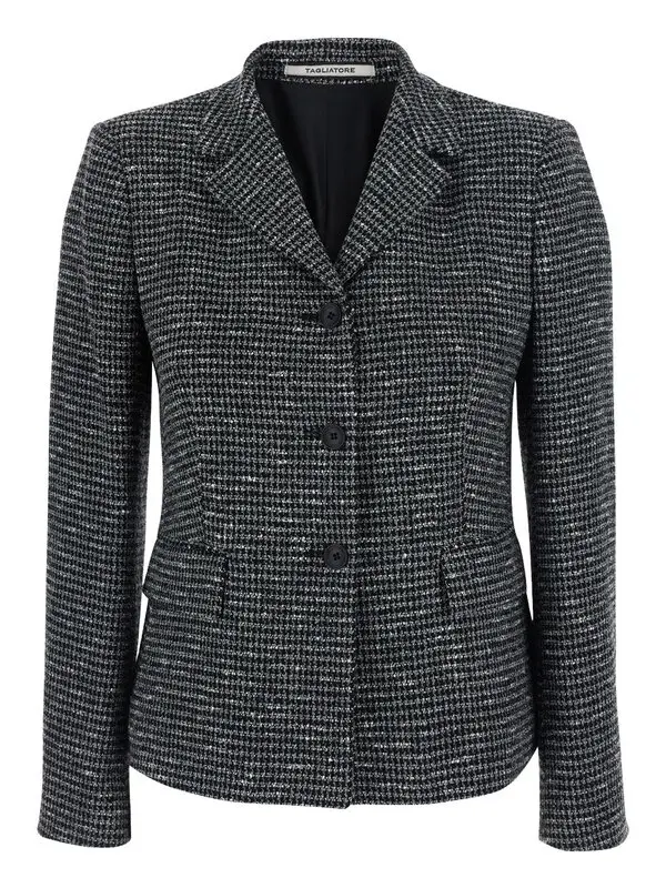 Tagliatore Daria Slim Single-breasted Check Jacket With Notched Lapels - Grey