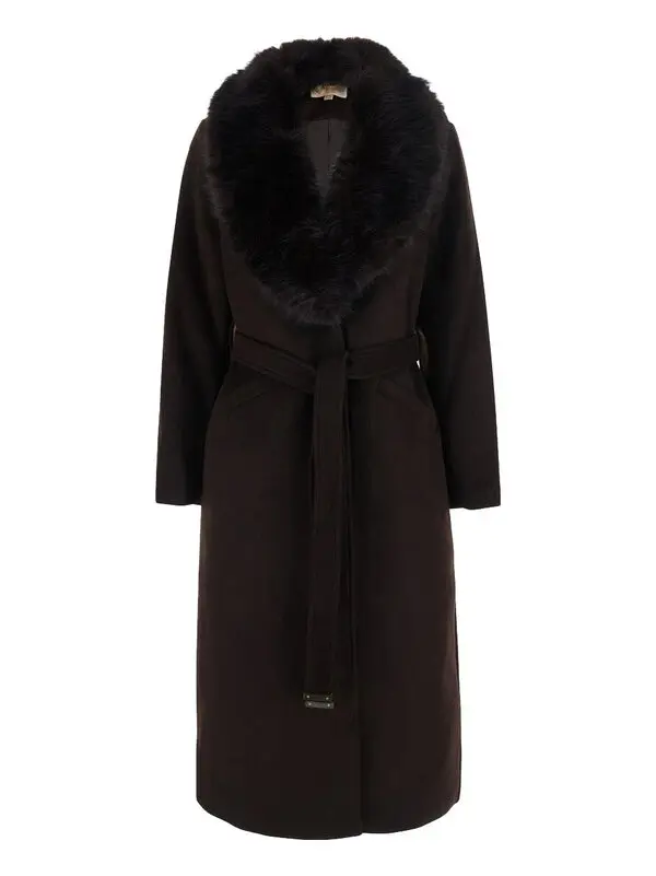 Michael Kors Belted Robe Jacket With Notched Collar And Pockets - Brown
