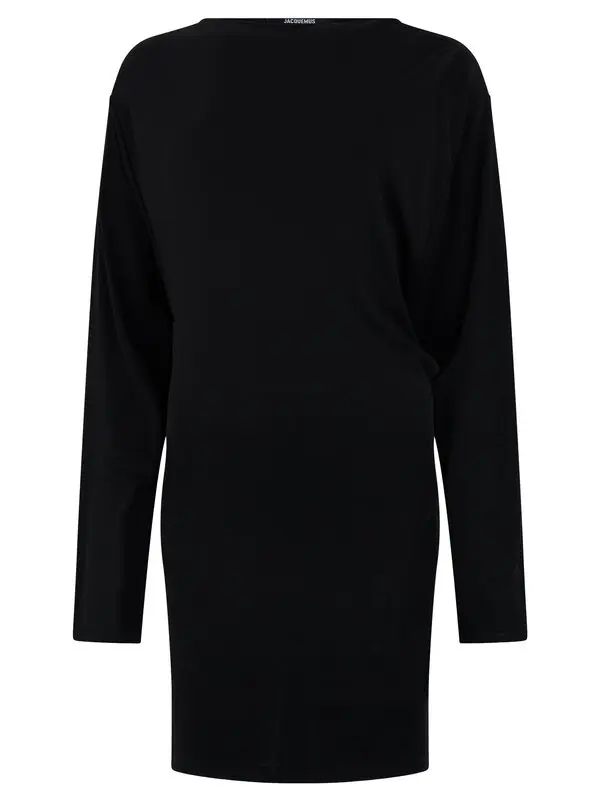 Jacquemus Mistral Mini Dress In Mixed Viscose - Black