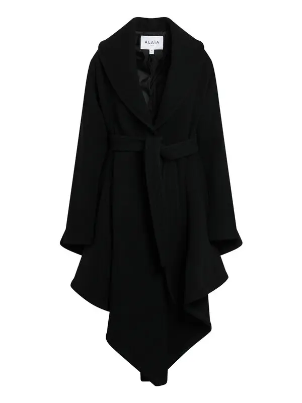 Alaïa Asymmetric Wool Coat - Black